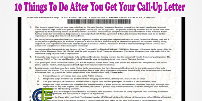 10 Things To Do After You Get Your Call-Up Letter - NYSC News