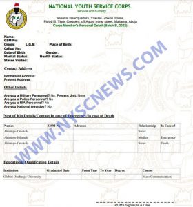 NYSC Green Card Sample - Official Picture - NYSC NEWS