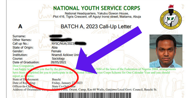 NYSC Deployment Letter - Details & Sample - NYSC NEWS
